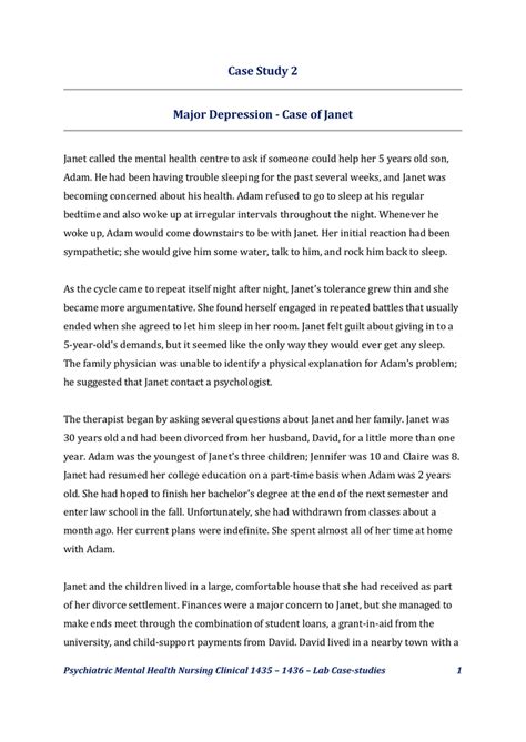 Case Study Example Of Depression At Douglas Reddin Blog