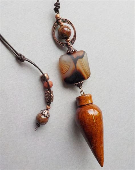Stunning Wood Pendulum With Mix Stone