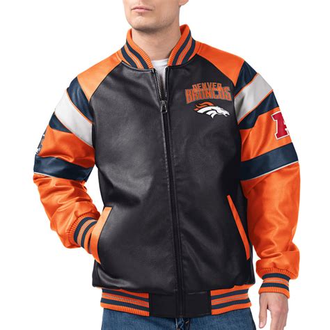 Black Nfl G Iii Denver Broncos Varsity Leather Jacket