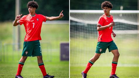 Video Cristiano Ronaldo Jr Scores His First Goal For Portugal And