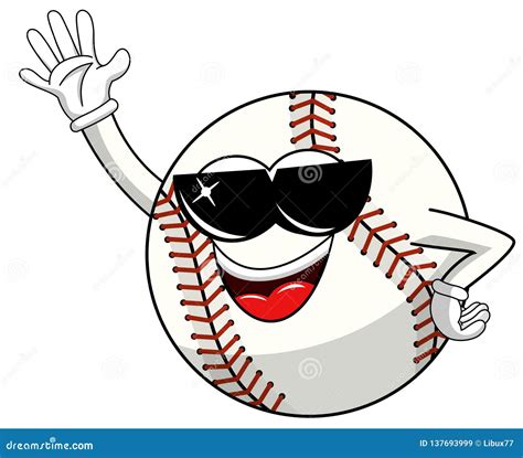 Baseball Ball Character Mascot Cartoon Sunglasses Greeting Vector