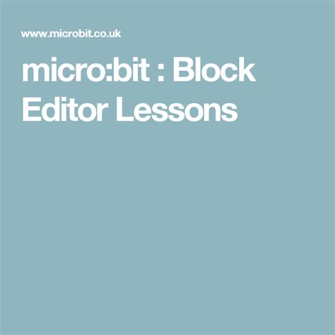 Micro Bit Block Editor Lessons Micro Lesson Bits