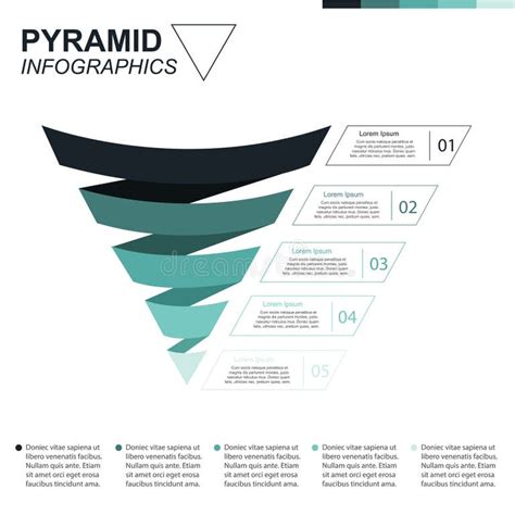 Pyramid Infographics Funnel Pyramid 5 Charts Stock Illustrations 19