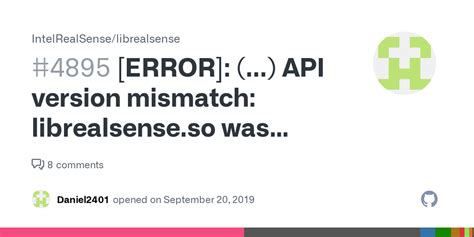 ERROR API Version Mismatch Librealsense So Was Compiled With API Version But