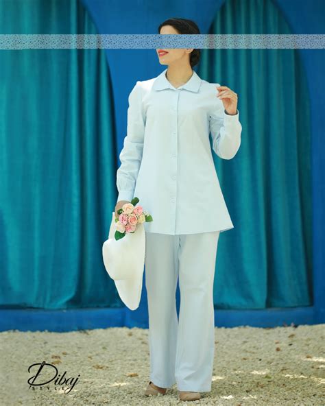 تونیک آبی آسمانی مدل آرزو خانه طراحی و دوخت دیباج