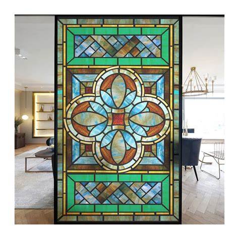 Window Privacy Film Colorful Stained Frosted Glass Film Modern Art