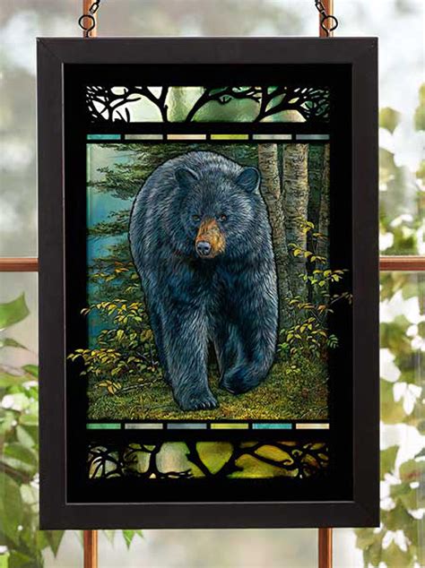 Wolf Pack Stained Glass Art Black Forest Decor