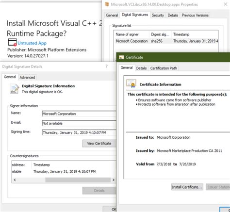 Digital Signature Why Does A Signed And Timestamped Uwp App Become