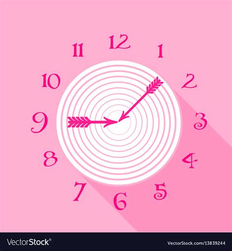 Pink Wall Clock Icon Flat Style Royalty Free Vector Image