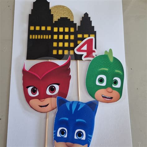 Candles And Cake Toppers Pj Masks Cake Topper Birthday Party Themed
