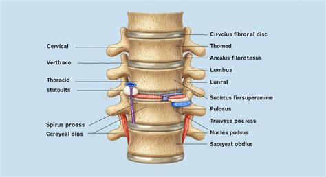 Diagram Of The Human Vertebral Column With Labeled Structures The Illustration Stock