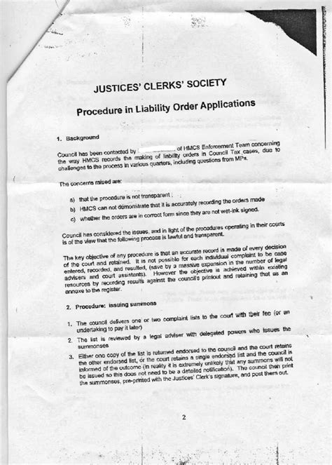 Procedure In Liability Order Applications