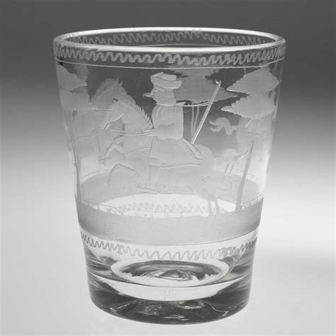 Bohemian Engraved Glass Tumbler Depicting Hunting Scene C1770