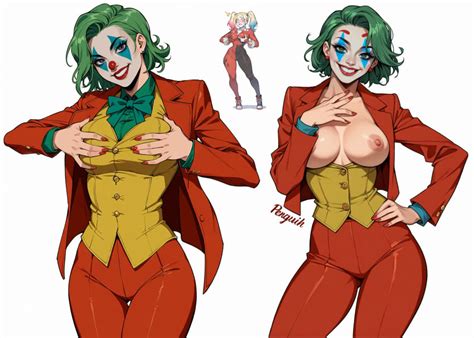 Rule 34 2d Ai Generated Batman Series Breast Grab Breasts Breasts Out Clown Clown Makeup Dc