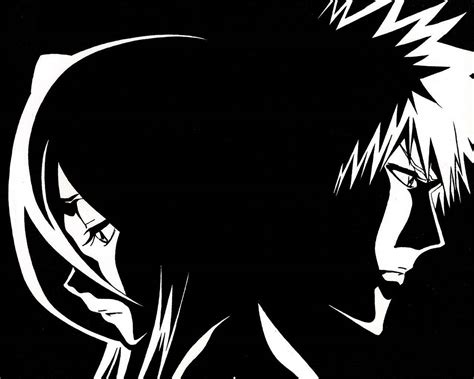 Download Anime Art Black And White Bleach Rukia Ichigo Wallpaper