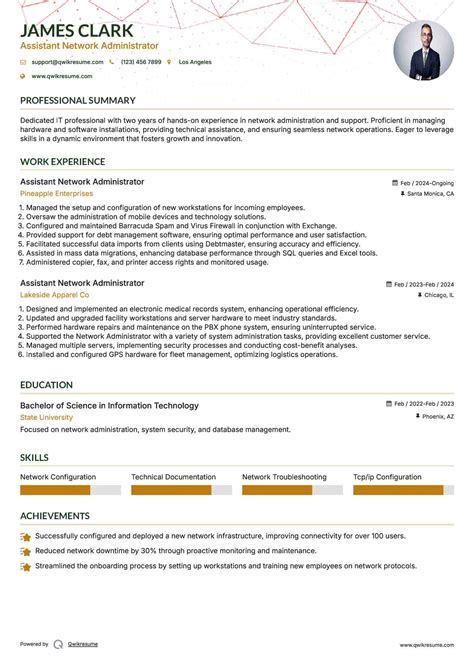 10 Assistant Network Administrator Resume Samples And Templates For 2025