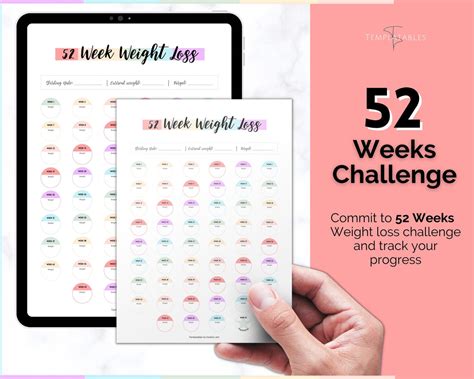 52 Week Weight Loss Tracker And Monthly Challenge Pounds Lost Tracker