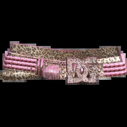 Y2k Gyaru Dc Rhinestone Pink Leopard Mcbling Belt Roblox Item Rolimons