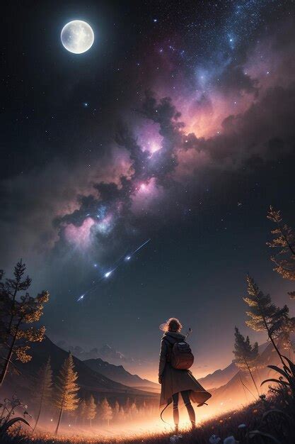 Premium Ai Image There Is A Person Back Under The Colorful Cosmic