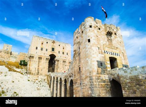 Citadel Of Aleppo A Large Medieval Fortified Palace The Old City Of