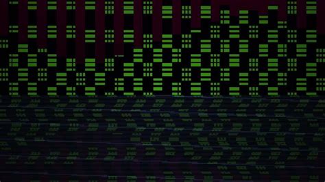 Abstract Digital Matrix Patterns With Glowing Green Rectangles And