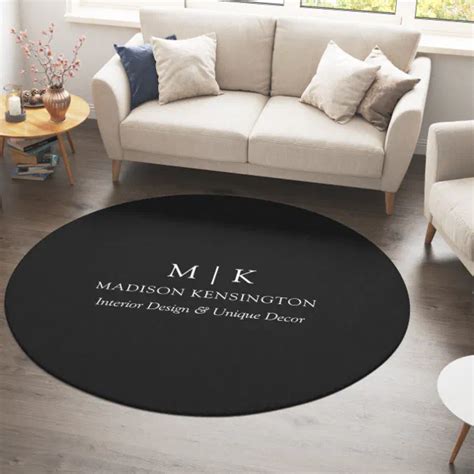 Minimalist Monogram Or Add Logo Round Business Rug Zazzle