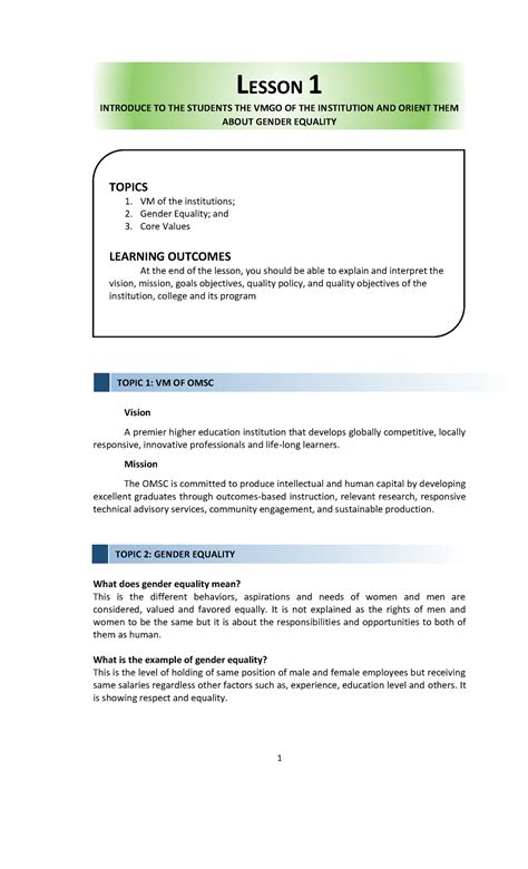 Introduce To The Students The Vmgo Of The Institution And Orient Them