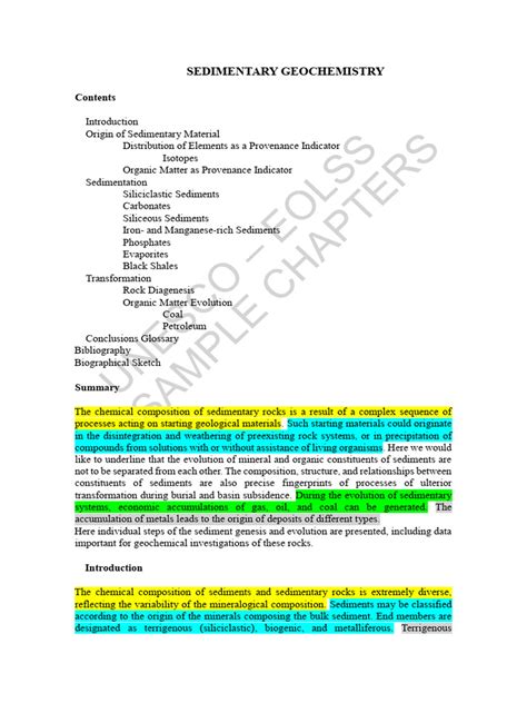 Geochemistry Of Sedimentary Rocks Pdf Sedimentary Rock Clastic Rock