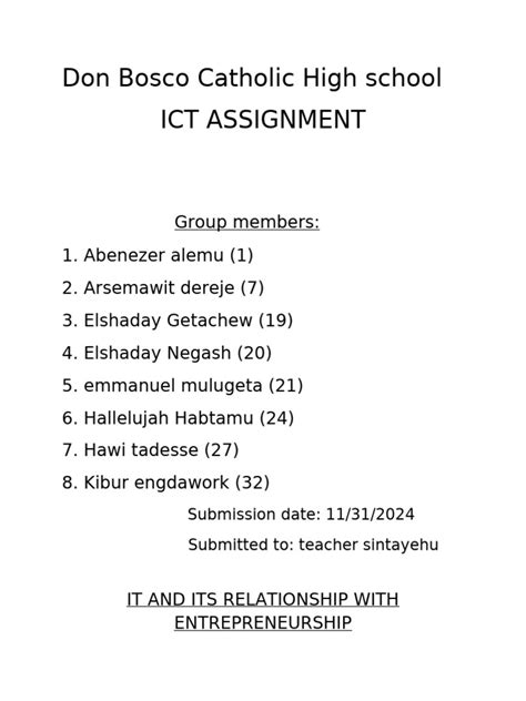 Ict Assignment Pdf Entrepreneurship Stocks