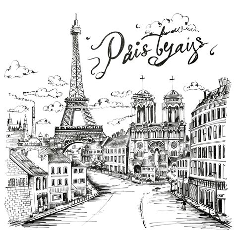 Estilo Garabato De París Estilo De Dibujo De París Png Dibujos París