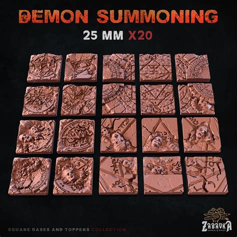 3d File Demon Summoning Square Bases And Toppers Full Set 🟪 ・3d Print Model To Download・cults