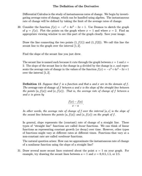 Solved The Definition Of The Derivative Differential Chegg Com