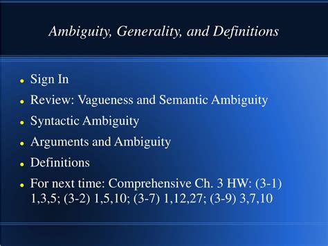PPT - Ambiguity, Generality, and Definitions PowerPoint Presentation, free download - ID:6534156