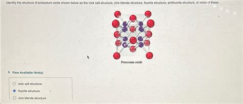 Solved Identify The Structure Of Potassium Oxide Shown Below