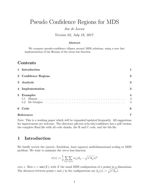 Pdf Pseudo Confidence Regions For Mds