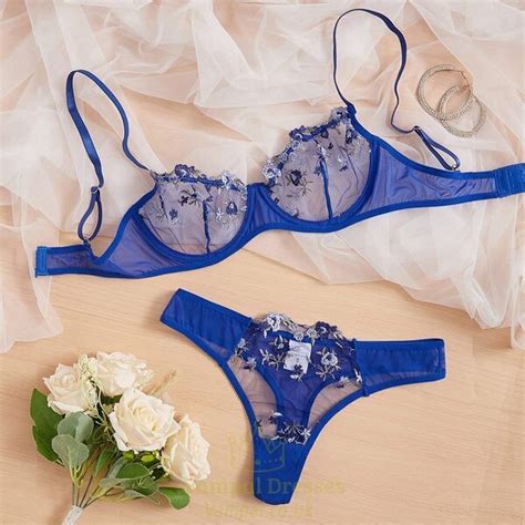 Lady 2 Pieces Lingerie Elegant Bowknot See Through Butterfly Bra Panty