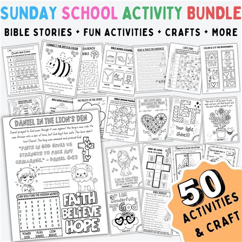 Printable Sunday School Activity Bundle Sunday School Craft Church
