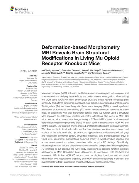 Pdf Deformation Based Morphometry Mri Reveals Brain Structural