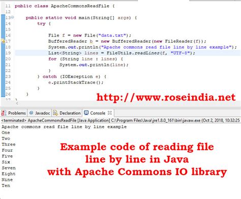 Example Code Of Reading File Line By Line In Java With Apache Commons Io Library