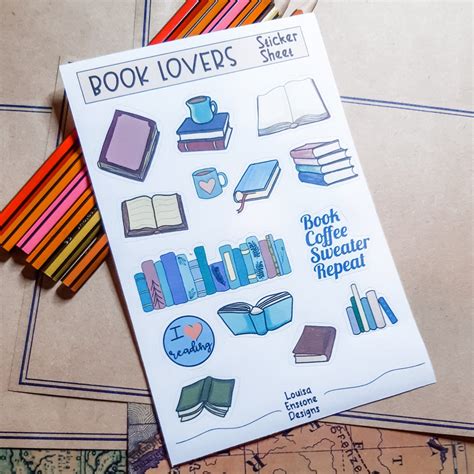 Books Bullet Journal Sticker Sheet Book Stickers Bullet Journal
