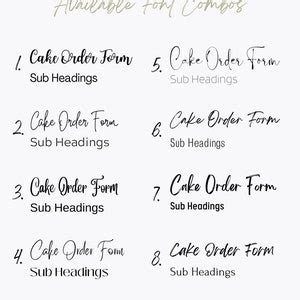 Customizable Cake Order Form Template Small Business Pdf Etsy