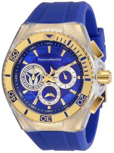 Technomarine Mens Tm 118125 Cruise California Gold 46mm Watch Blue