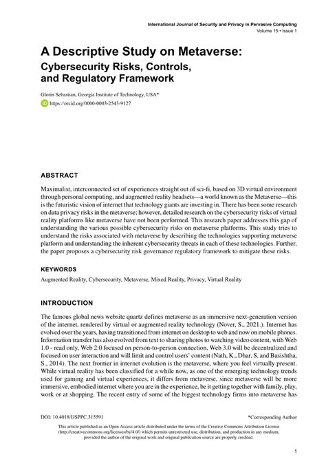 Pdf A Descriptive Study On Metaverse Cybersecurity Risks Controls