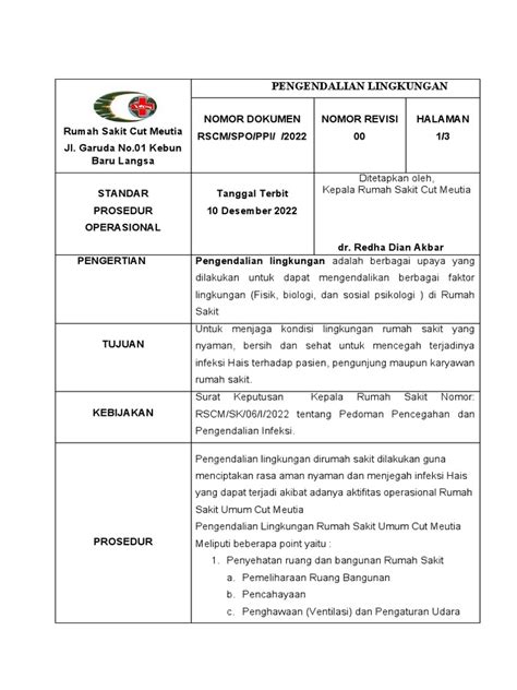 Spo Pengendalian Infeksi Rscm Pdf
