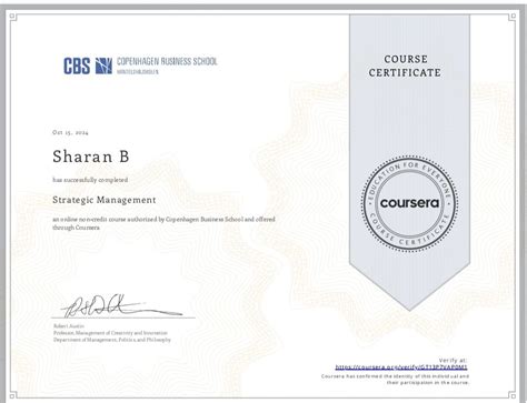 Sharan Balu On Linkedin Certificate On Strategic Management In Coursera