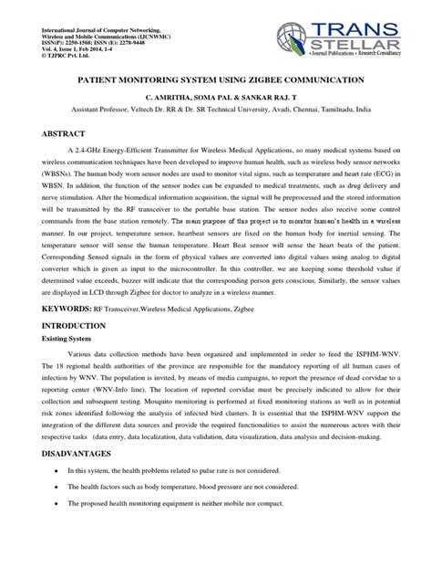 Pdf Patient Monitoring System Using Zigbee Communication Dokumentips