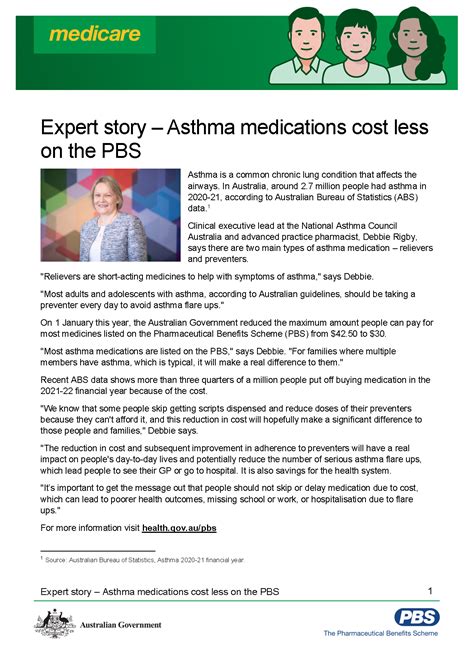 Expert Story Asthma Medications Cost Less On The Pbs Australian Government Department Of