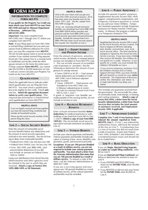 Instructions For Form Mo Pts Printable Pdf Download