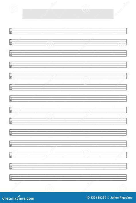 Blank Bass Guitar Or Ukulele 5 Strings Tablature Sheet Template With
