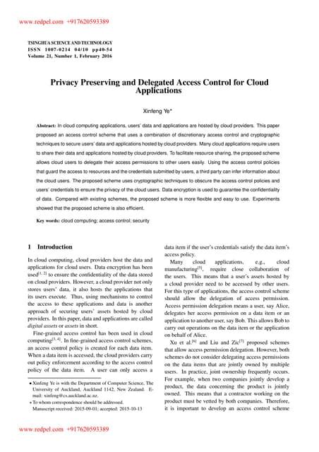 Privacy Preserving And Delegated Access Control For Cloud Applications Pdf